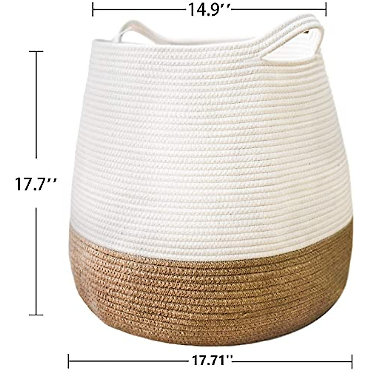 Goodpick Boho Woven Storage Basket Rope Laundry Basket with Handles (Set of 2)