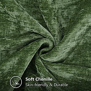 decorUhome Chenille Soft Throw Pillow Covers 18x18 Set of 2, Spring Farmhouse Velvet Pillow Covers, Decorative Square Pillow Covers with Stitched Edge for Couch Sofa Bed, Forest Elf