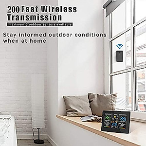Geevon Weather Station Wireless Indoor Outdoor Thermometer, Color Large Display Weather Thermometer with Alert, Comfort Level, Barometric Pressure, Alarm Clock, Easy to Set and Tabletop Stand