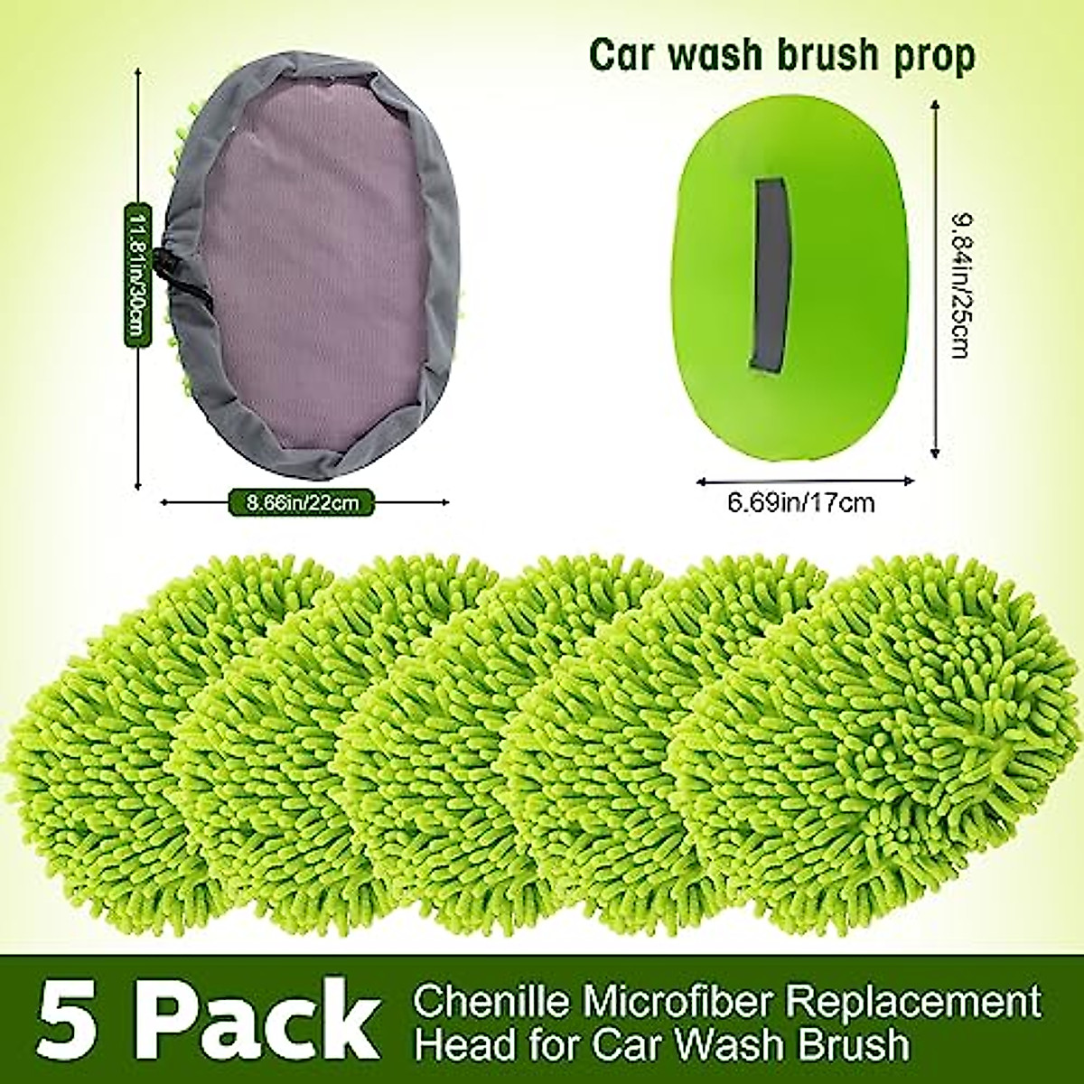Tallew 5 Pcs Car Wash Mitt Car Wash Kit, Car Wash Brush Not Included, Microfiber Mitt Car Wash Detail Car Cleaning Tools Truck Washing Kit Chenille Scratch Free Replacement Kit for Auto RV Pickup Bus