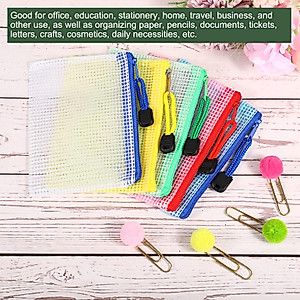 YOKIVE 6 Pack Mesh Zipper Bags, B8 Mesh File Pockets | Plastic Document Pouch, Great for Office Appliances Travel Storage(Red)