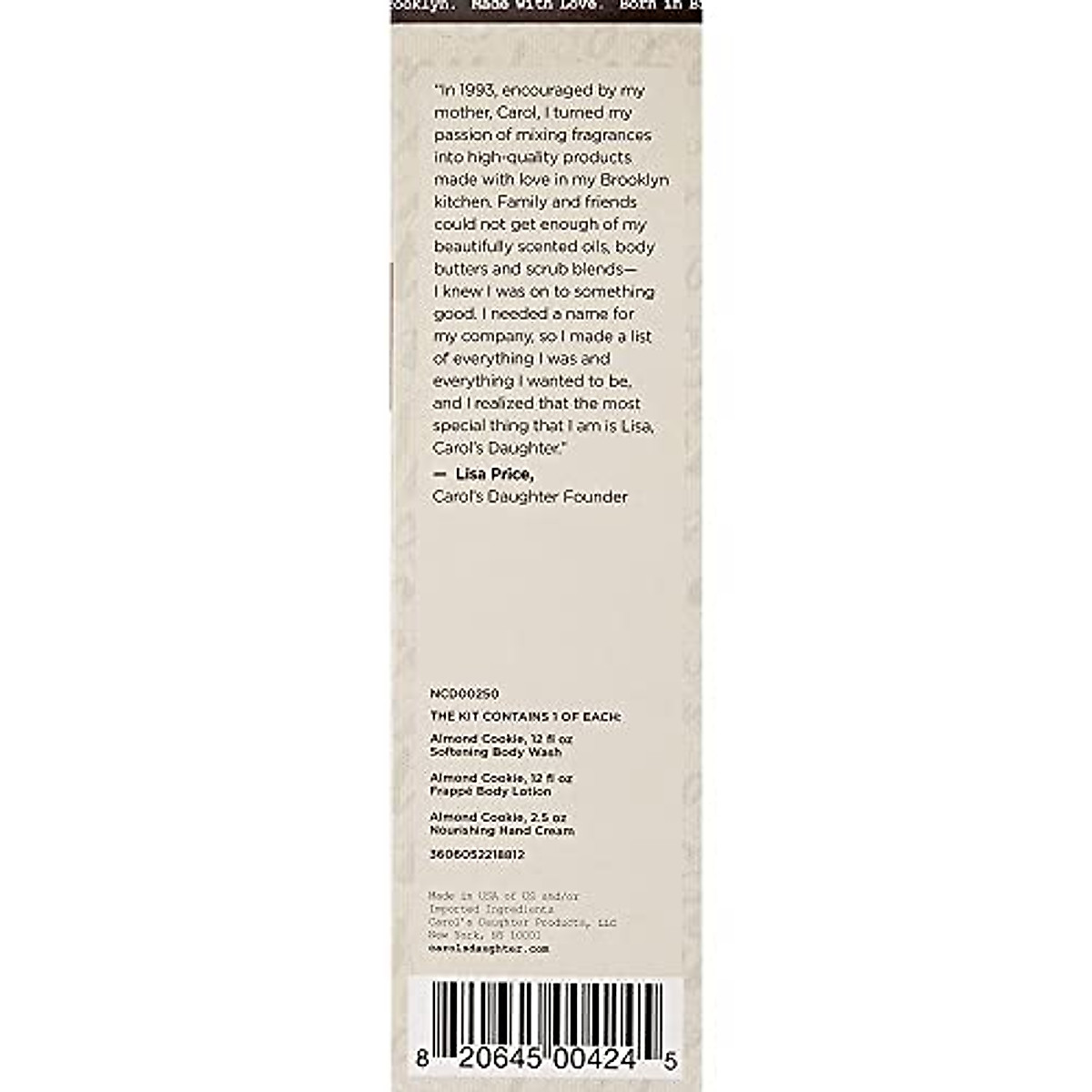 Carol’s Daughter Almond Cookie Body Gift Set For Dry Skin, Blended with Almond Oil, Contains Sulfate Free Body Wash, Hand Cream, and Body Lotion, Paraben Free