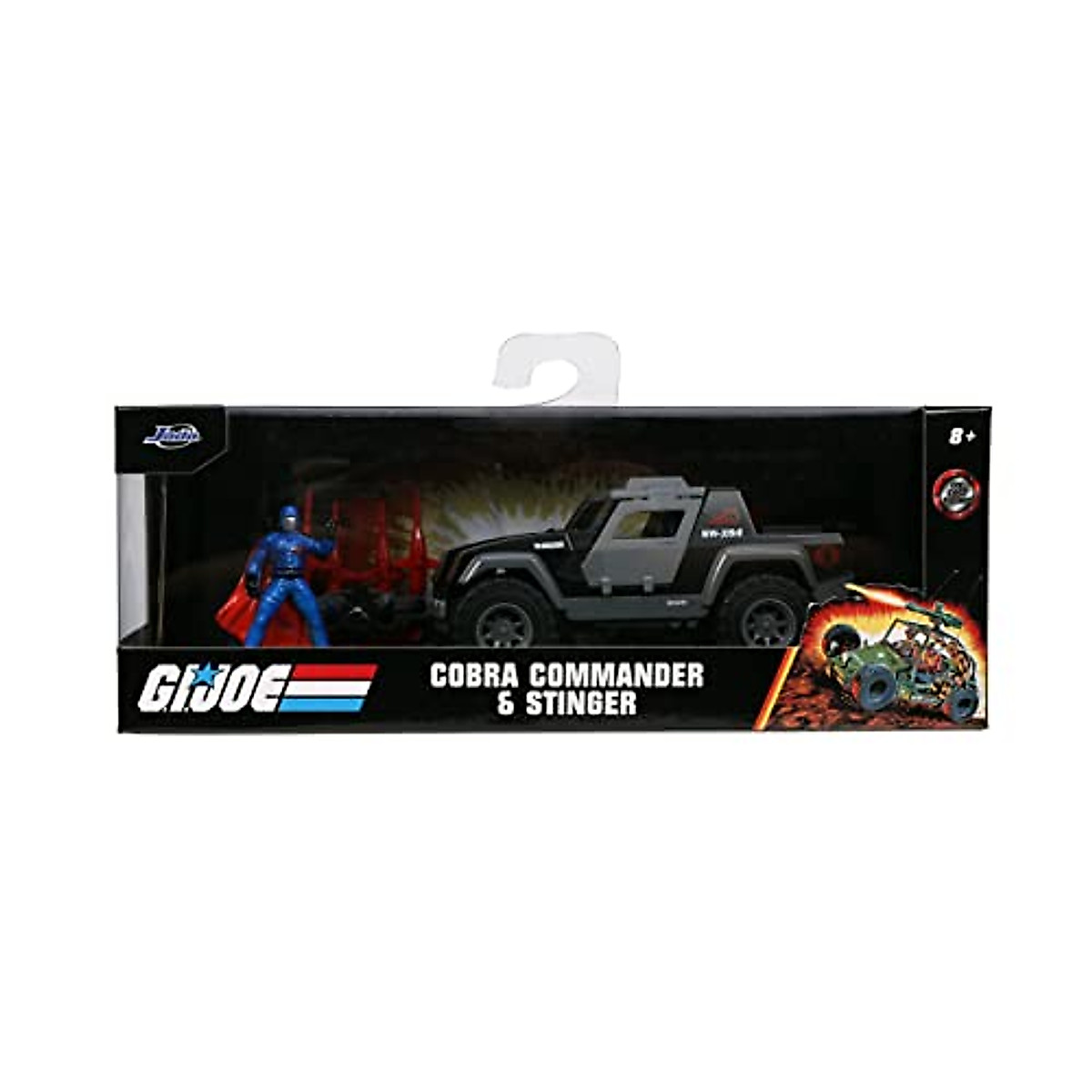 Jada Toys G.I. Joe 1:32 Stinger Die-cast Car with 1.65" Cobra Commander Figure, Toys for Kids and Adults,Grey