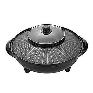 Wgwioo Electric Hot Pot and BBQ Grill, 2 in 1 Multifunction Hot Pot BBQ Integrated Electric Grill Hot Pot, Portable Nonstick Electric Grill, Electric Barbecue Table Top Grill Hot Plate