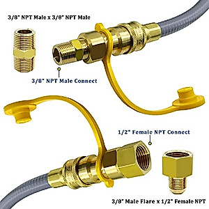 GardenNow 12FT 3/8" ID Natural Gas Hose, Low Pressure LPG Hose with Quick Connect, for Weber, Char-Broil, Pizza Oven, Patio Heater and More NG Appliance Propane to Natural Gas Conversion Kit
