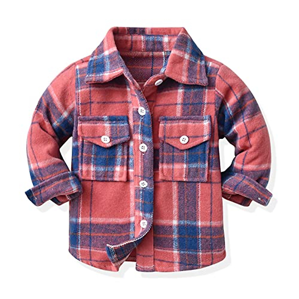 Buy Again My Orders Plaid Shirts for Girls Toddler Baby Boys Girls Flannel Plaid Shirt Long Sleeve Lepel Button Down Back Letters Print Shacket Coat Top