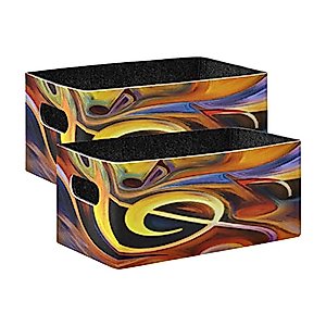 J JOYSAY Colorful Musical Notes Storage Basket Felt Storage Bin Collapsible Felt Storage Foldable Felt Cube Organizer for Nursery Toys Kids