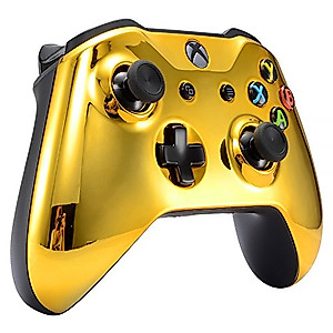 eXtremeRate Chrome Gold Front Housing Shell Faceplate for Xbox One S & Xbox One X Controller - Controller NOT Included