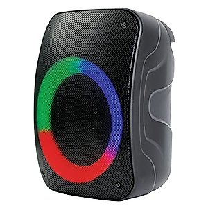 Naxa NDS-4003 Portable Bluetooth Speaker with Circular Disco Lights, Up to 2 Hours Play Time, FM Tuner, USB Port, MicroSD Card Slot, and 3.5mm Input, Black