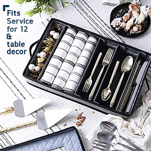 Flatware & Utensil Storage - Durable Silverware Storage Box with Padded Dividers, 5 Compartment Flatware Storage Case, Silverware Case with Handles and Removable Lid - Protects and Organizes Cutlery