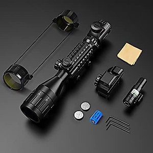 MidTen 4-16x50 AO Tactical Rifle Scope Dual Illuminated Optics & Illuminated Reflex Sight 4 Holographic Reticle Red/Green Dot Sight & Laser Sight