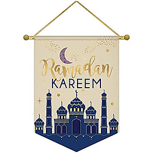 Ramadan Kareem Hanging Canvas Sign, 15" x 11", Multicolor, 1 Pc
