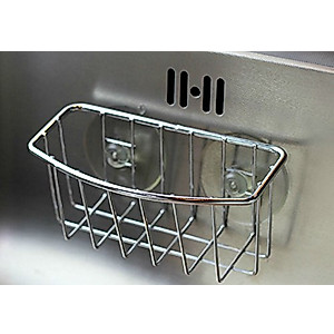 Neat-O Deluxe Chrome-Plated Steel Large Suction Cups Kitchen Sink Sponge Storage Organizer Holder