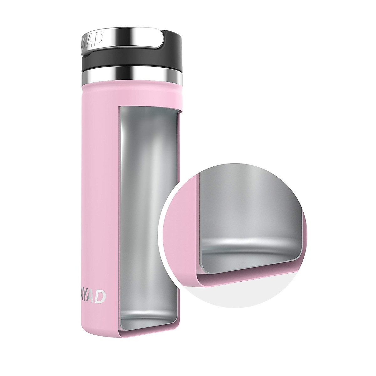 NAYAD Roamer Stainless Steel Vacuum Insulated Thermos, Automotive Cup Holder Compatible Travel Coffee Mug Water Bottle with Lid for Iced Cold/Hot, 18 oz, Rose