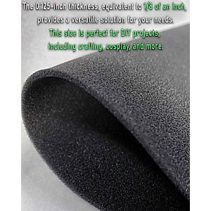 FabricEmpire 1/8'' Medium Density 60'' Wide Stretch Charcoal Foam for Arts and Crafts, Vinyl, Home & Automotive Upholstery Projects (Sold by Continuous Yard)