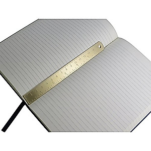 6 Inch Brass Ruler - Etched Markings - Durable Tiny Ruler, Ideal for Bullet Journals, Notebooks, Planners, Diaries and As a Bookmark. Fits in Inner Pocket - Marked with in and cm/MM (Gold Brass)
