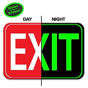 Aluminum Photoluminescent EXIT Sign | Glows for Up to 10 Hours | Ultra Reflective and Well Lit - Emergency Light (Stickers Decals)