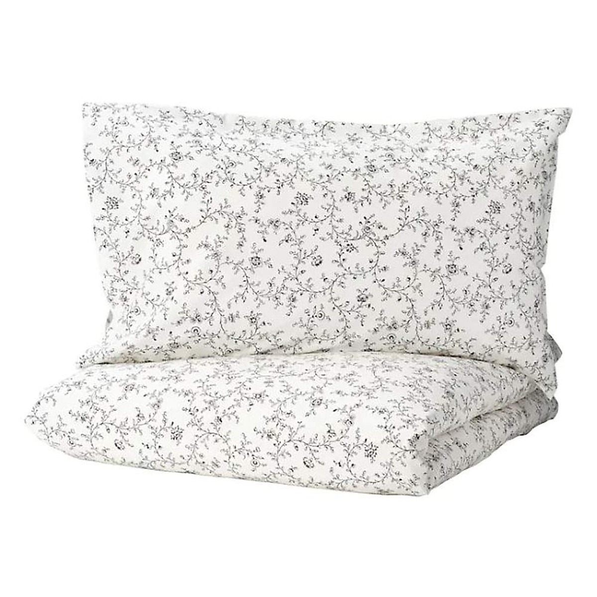 Ikea Kopparranka Duvet Cover and Pillowcase(s) White Dark Gray Full/Queen (Double/Queen) 204.496.59