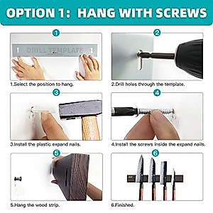 FINDKING Ash Wood Magnetic Knife Strip, Magnet Utensil Holder for Wall, Refrigerator, Wooden Rack for Kitchen Knives, No Drill (Deep Grey, 18 Inches, Without Knives)