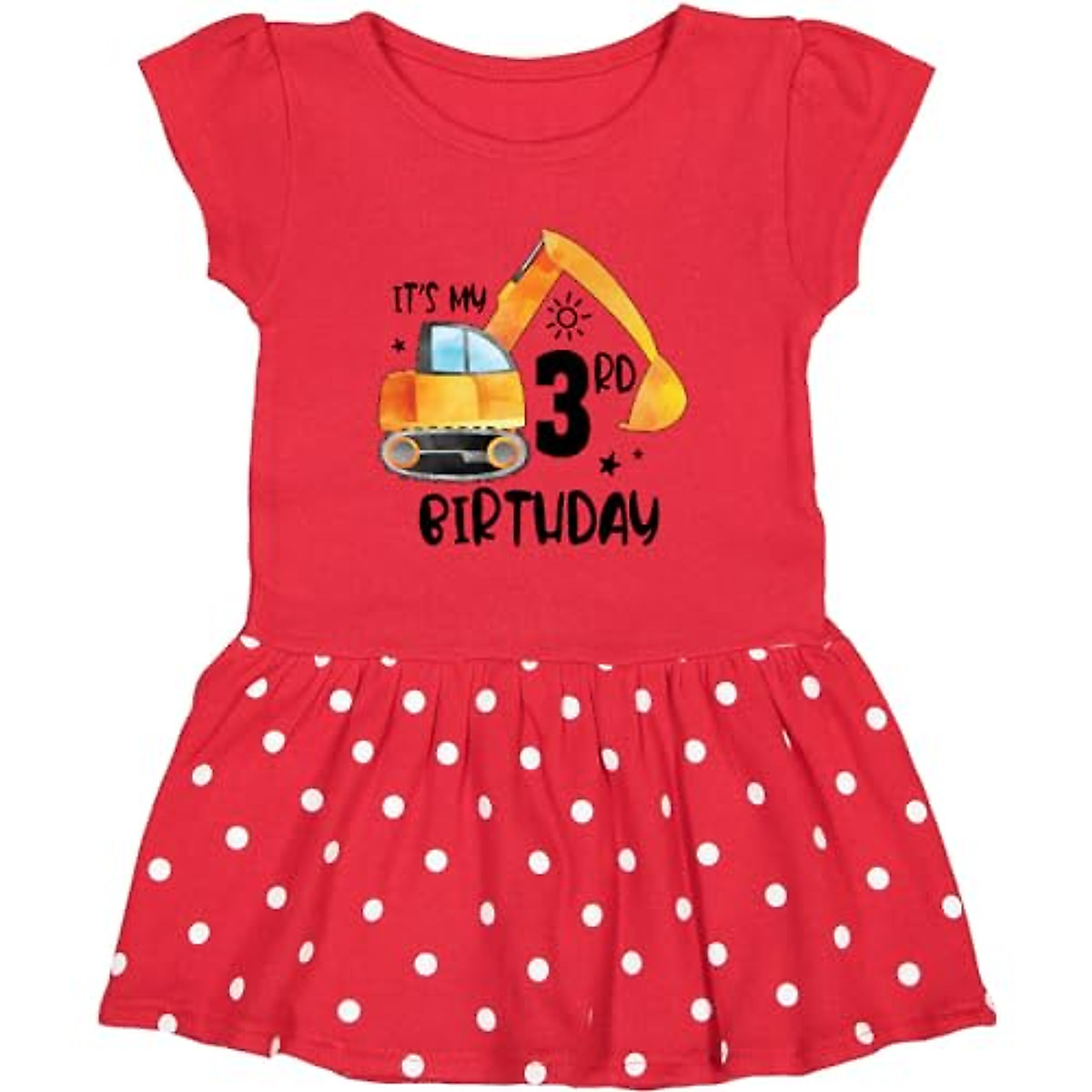 inktastic Construction Truck It's My 3rd Birthday Toddler Dress 3T Red with Polka Dots 3a61b