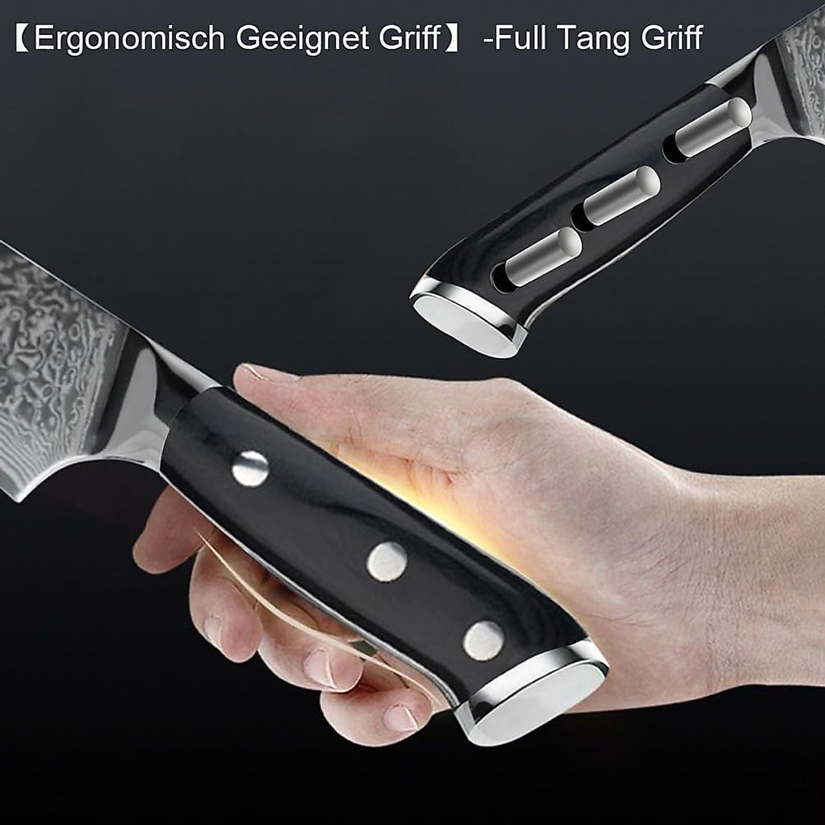 COOSNUG Damascus 4Pcs Kitchen Knife Set, Japanese VG-10 Stainless Steel 67 Layers Damascus Knife, Japanese 8" Chef knife, 7" Santoku knife, 5" Utility knife and 3.5" Paring knife Sharp Cooking Knife