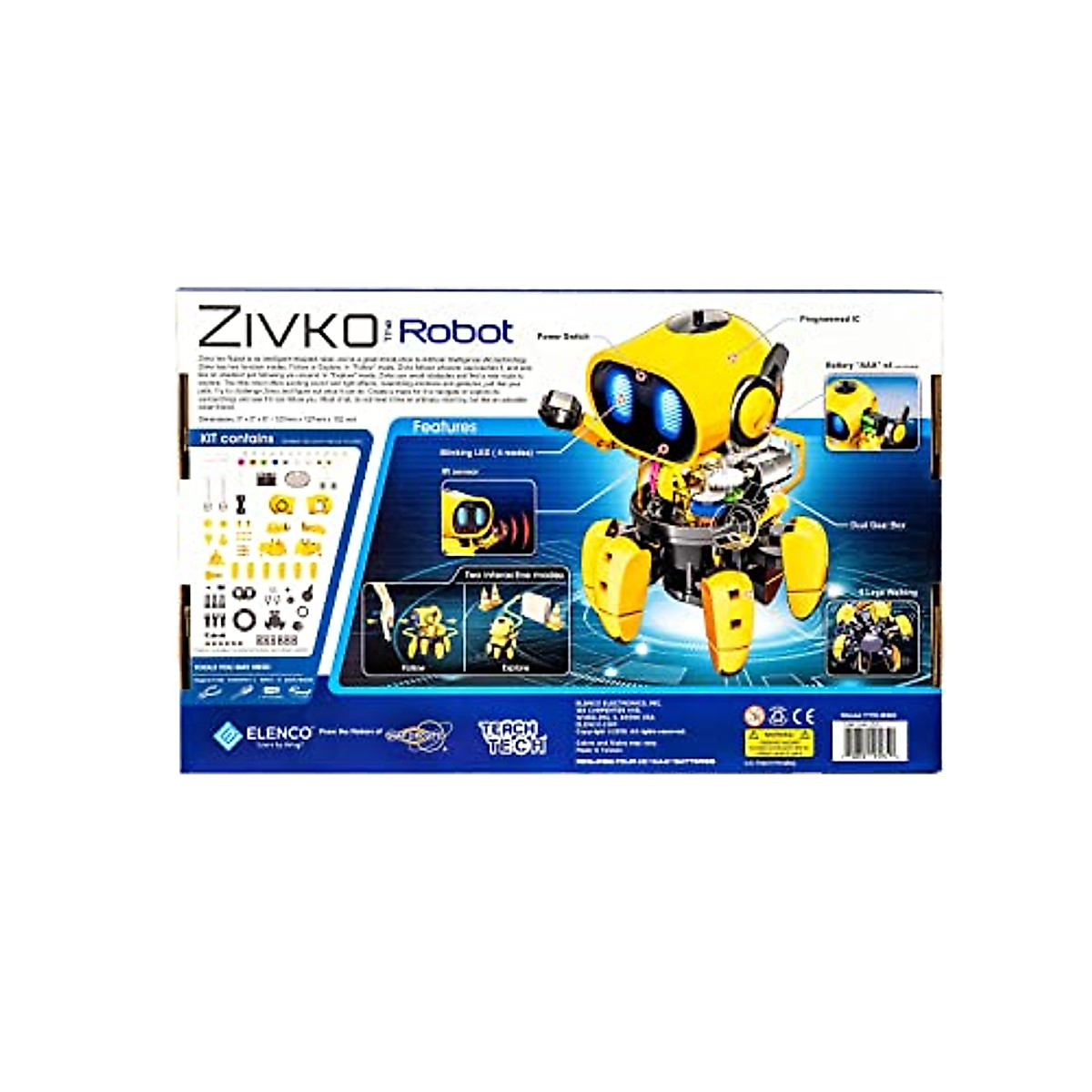 Elenco Teach Tech “Zivko The Robot”, Interactive A/I Capable Robot with Infrared Sensor, STEM Learning Toys for Kids 10+, includes Assembly Parts