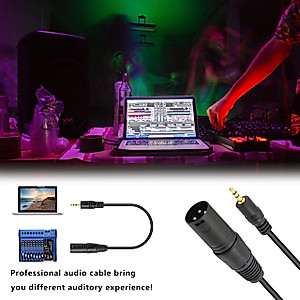 XMSJSIY 3.5mm to XLR Stereo Cable 1/8 TRS to 2 XLR Male Y Splitter Adapter Interconnect Audio Microphone Breakout Patch Cord for Studio Monitor Speakers, Laptop, DMX Adapter -1pcs