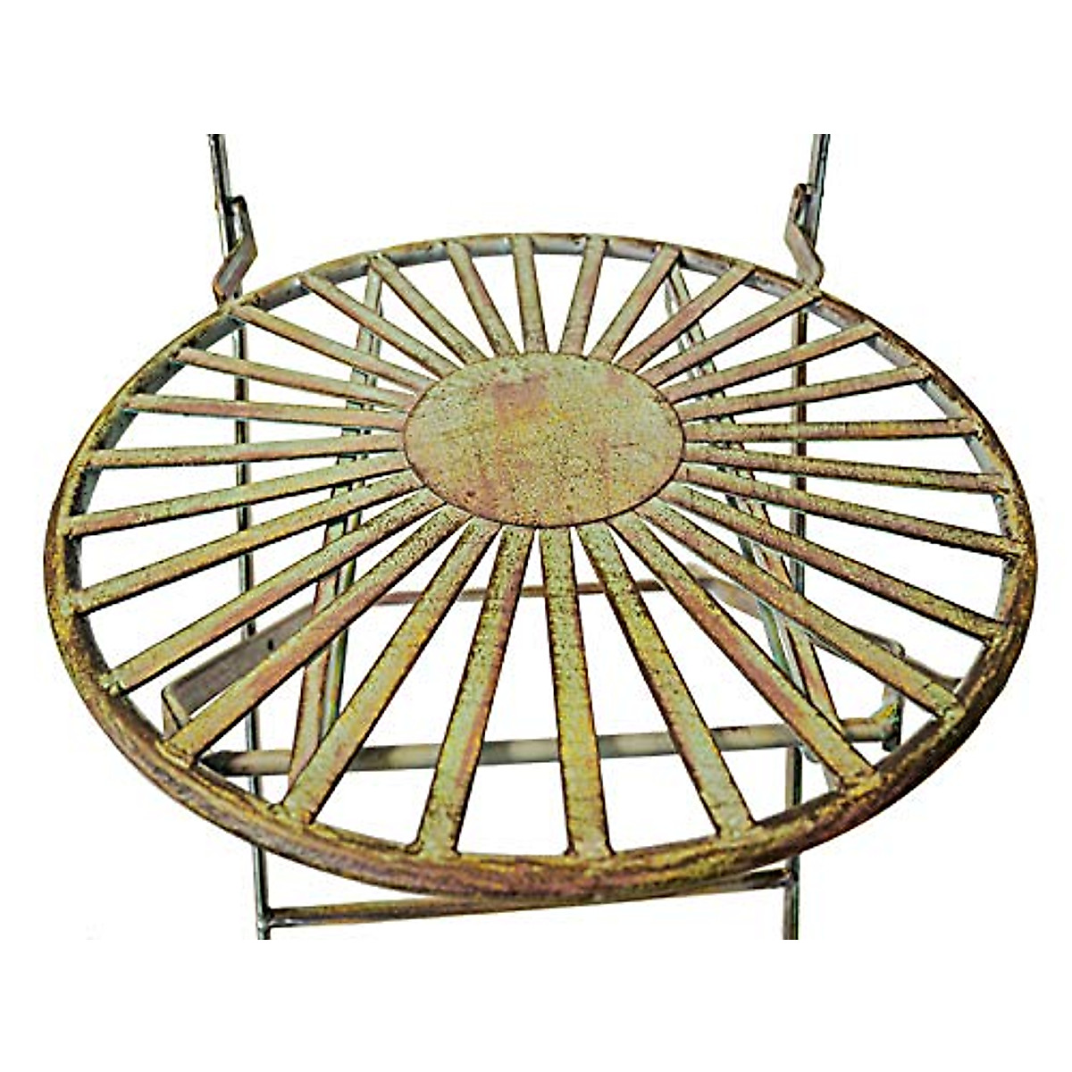 Westcharm Folding Metal Bistro Outdoor Chair for Outside Patio with Peacock Tail Motif, Set of 2