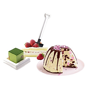 CXP Good Goods Mini Shovel Shape Spoons,Disposable Plastic Dessert Spoon (60 Pcs), Black,white