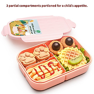 MISS BIG Bento Box, Bento Lunch Box,Ideal Leak Proof Bento Boxes for kids,Mom’s Choice Kids Lunch Box, No BPAs and No Chemical Dyes,Microwave and Dishwasher Safe(Light Pink&Purple)