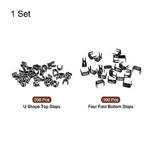uxcell #5 Zipper Slider Retainers Kit, 200Pcs Top Stoppers & 100Pcs Bottom Stops for Bags Coats Jackets Closed-end Zippers Replacing, Metallic Black