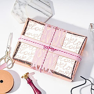 WRAPAHOLIC Wrapping Paper Roll - Metallic Rose Gold and Pink Set for Birthday, Holiday, Wedding, Baby Shower - 4 Rolls - 30 inch X 120 inch Per Roll