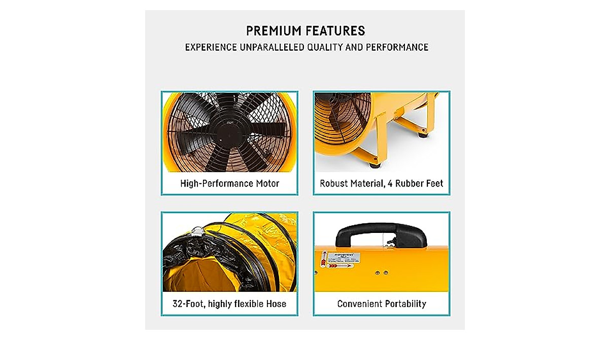 Neverest Portable Blower – Powerful 12-inch Ventilation Fan 4100 CFM