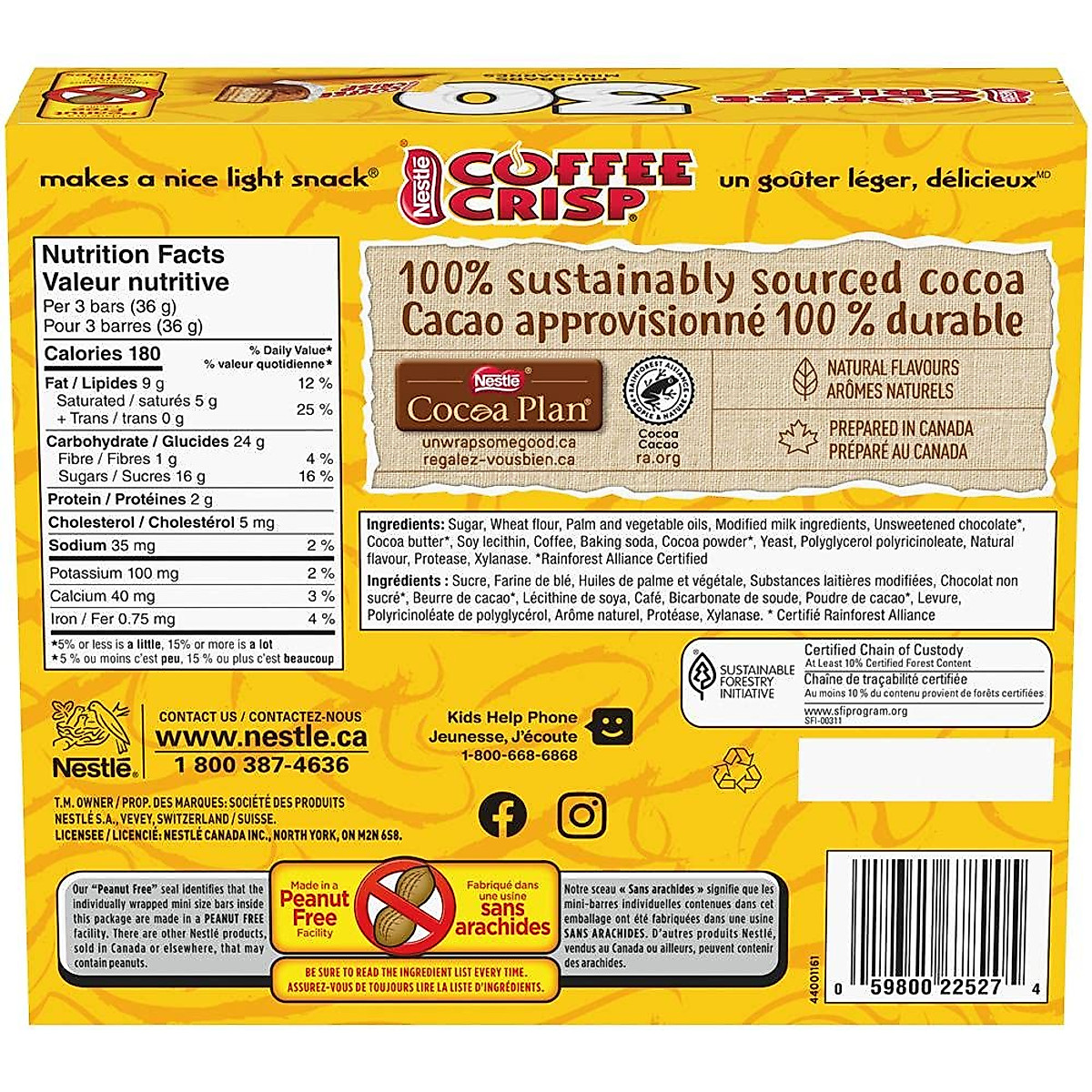 Nestle Coffin Crisp Coffee Crisp 30x12g Snack Size Bars - Imported From Canada