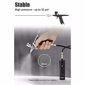Anesty AHPPro High Pressure Cordless Airbrush Kit, Portable Airbrush Compressor,Connect Air hose Compressor for Makeup,Cake Decoration,Barber, Painting Model,Painting Nail Black