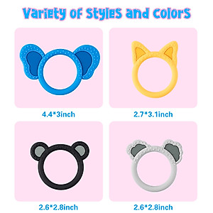 GROBRO7 4Pcs Silicone Baby Teether Toy Elephant Dog Koala Monkey Shape Teeth Relief Toys Infants Teething Chewing Ring Sensory Oral Chew Tools for Newborn Babies Shower Birthday Christmas Gift
