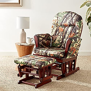 Artiva USA Wood Glider Chair and Ottoman Mircofiber Cushion Set