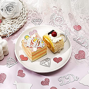 240 Pieces Glitter Wedding Table Confetti Rose Gold Heart Confetti Silver Diamond Ring Confetti Glitter I Do Confetti for Bridal Shower Decoration Engagement Bachelorette Party Table Scatter Wedding