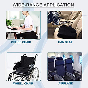 Coccyx Seat Cushion Orthopedic Memory Foam Seat Cushion for Car Office Wheelchair Desk, Comfort Chair Tailbone Pillow, Ventilated Designed for Hip Back Sciatica Pain Relief, Non-Slip Portable Black
