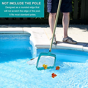 POOLWHALE Professional Pool Skimmer Net, Heavy Duty Swimming Leaf Rake Cleaning Tool with Deep Fine Nylon Mesh Net Bag - Fast Cleaning,Easy Scoop Edge,Debris Pickup Removal