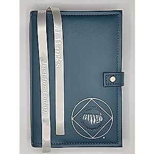 Double Narcotics Anonymous NA Basic Text & It Works, How & Why Book Cover Symbol with Medallion Holder Ocean Gray