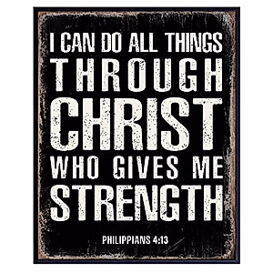 I Can Do All Things Through Christ - Philippians 4 13 - Religious Wall Decor - Christian Gifts for Men - Catholic Gifts - Inspirational Bible Verses Wall Decor - Scripture Wall Art - Jesus Wall Decor