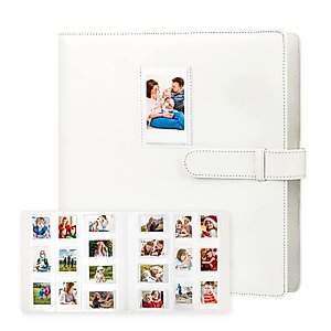 640 Pockets Photo Album for Fujifilm Instax Mini Camera, Photo Album for Polaroid, Leather Cover, Photo Album for Instax Mini 12 11 9 40 90 8 7 Evo LiPlay Instant Camera, 2x3 Photo Album (White)