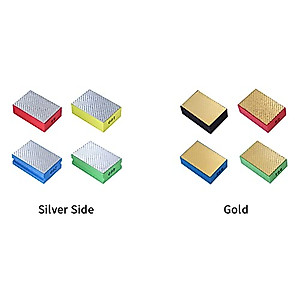 Diamond Hand Polishing Pads, 4pcs/Set Diamond Sanding Pads, Reusable Marble Tile Polishing Pad for Ceramic Tile Glass Grinding Trimming 60#,100#,200#,400#(Silver Side)