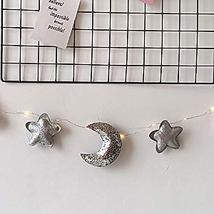 oAtm0eBcl Kids Room Wall Decor, Cartoon Moon Star Cloud Pendant Kids Room Wall Ornament Play Tent Hanging Decor,Bunting Banner Hanging Decoration Grey