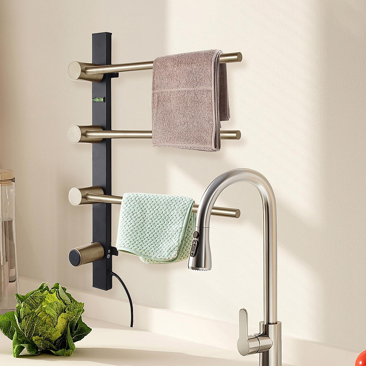Heated Towel Rack - Space-Saving 3-Bar Towel Warmer & Rack - Warming Rod with Fast Heating for Hotels Swimming Centers Kitchens