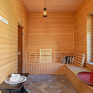 HJJKKH S-Shape Sauna Backrest,Natural Pine Wood Sauna Chair for Home Hotel Sauna Room,No Stains Sauna Backrest,Sauna Accessories