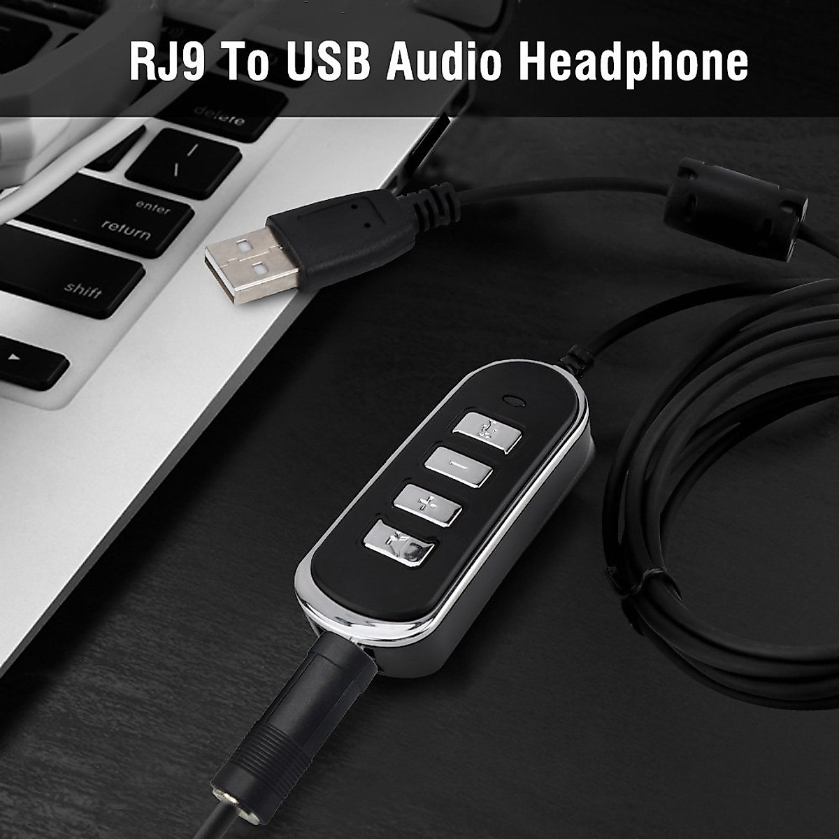FOSA RJ9 to USB Headset Jack Cable Adapter Convertor for Audio Headphone Conversion Line Computer Headphones Line Using with Control Box