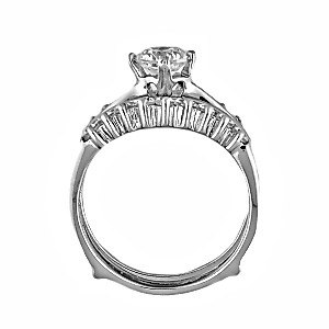 Trustmark Sterling Silver 1.04ct Ice on Fire CZ Wedding Ring Set with Ring Guard, Christina 3101B sz 9.0