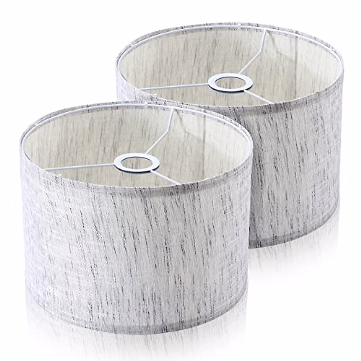 YISUN Lamp Shades Set of 2, Drum Fabric Lampshades for Table Lamps, Wall Lamp, Floor Lamp, Natural Linen Hand Crafted, For E26/E27 Lampholder Medium Drum Shades, Spider Fitter (Linen White)